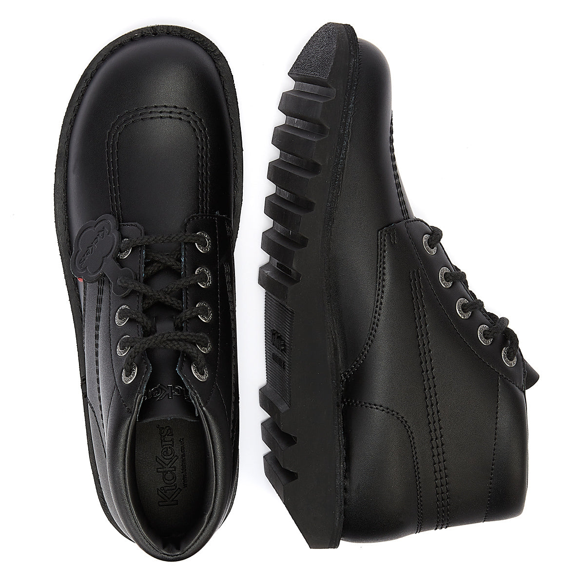 Kickers Kick Hi Core Jugend schwarz Leder Schule Schuhe - Jugend ...